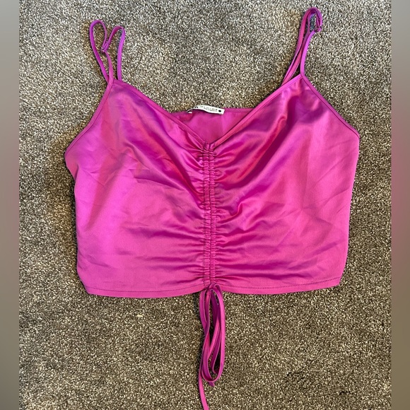 Zara | Tops | Zara Pink Fushia Sinched Tank Top | Poshmark